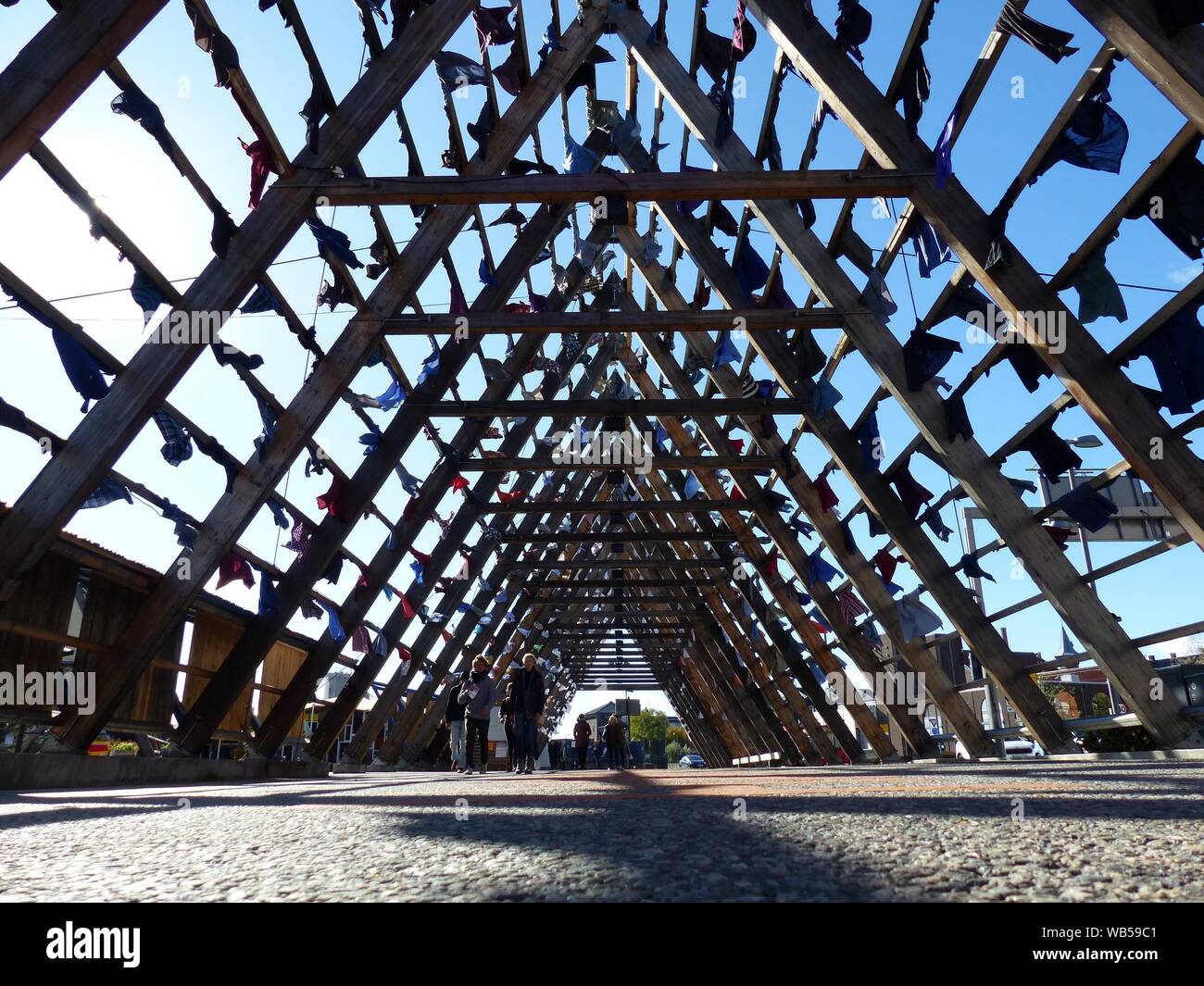 The artistic upturned frame with coloured shirts at Salt, Oslo Stock ...