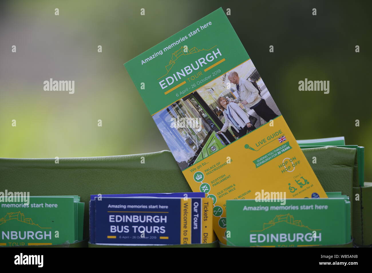 pamphlets for edinburgh sightseeing bus trips Stock Photo - Alamy