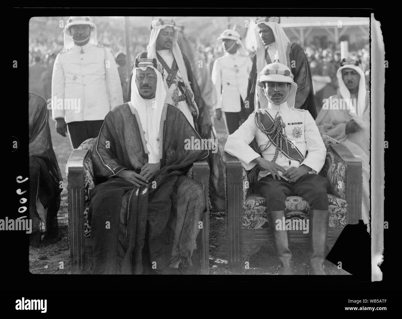 Emir Saud's visit to Emir Abdullah in Amman. Emir Saud & Talal (Emir ...