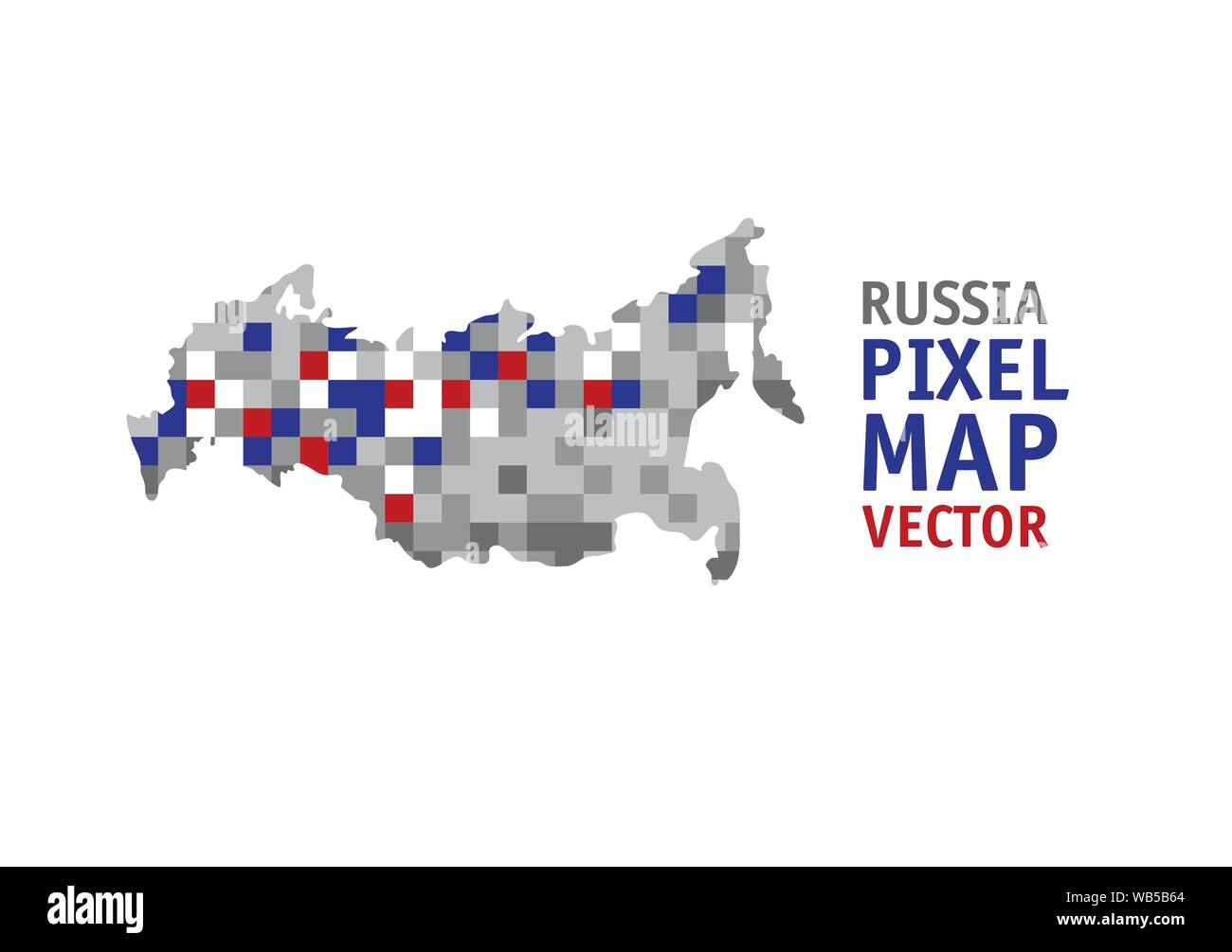 Russia pixel map isolate object on white. Color vector illustration ...
