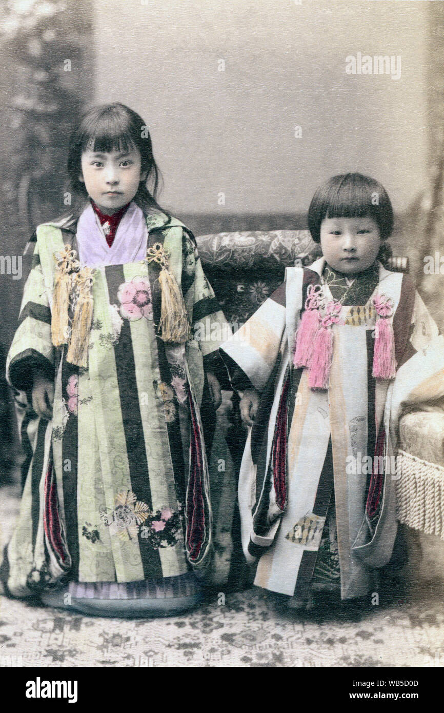 [ 1890s Japan - Japanese Girls in Kimono ] — Little girls all dressed ...