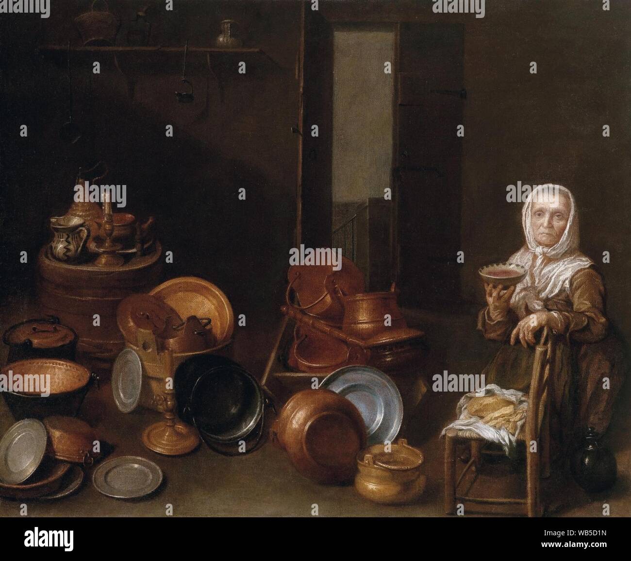 Dutch 17th century Kitchen interior with an old woman Stock Photo - Alamy