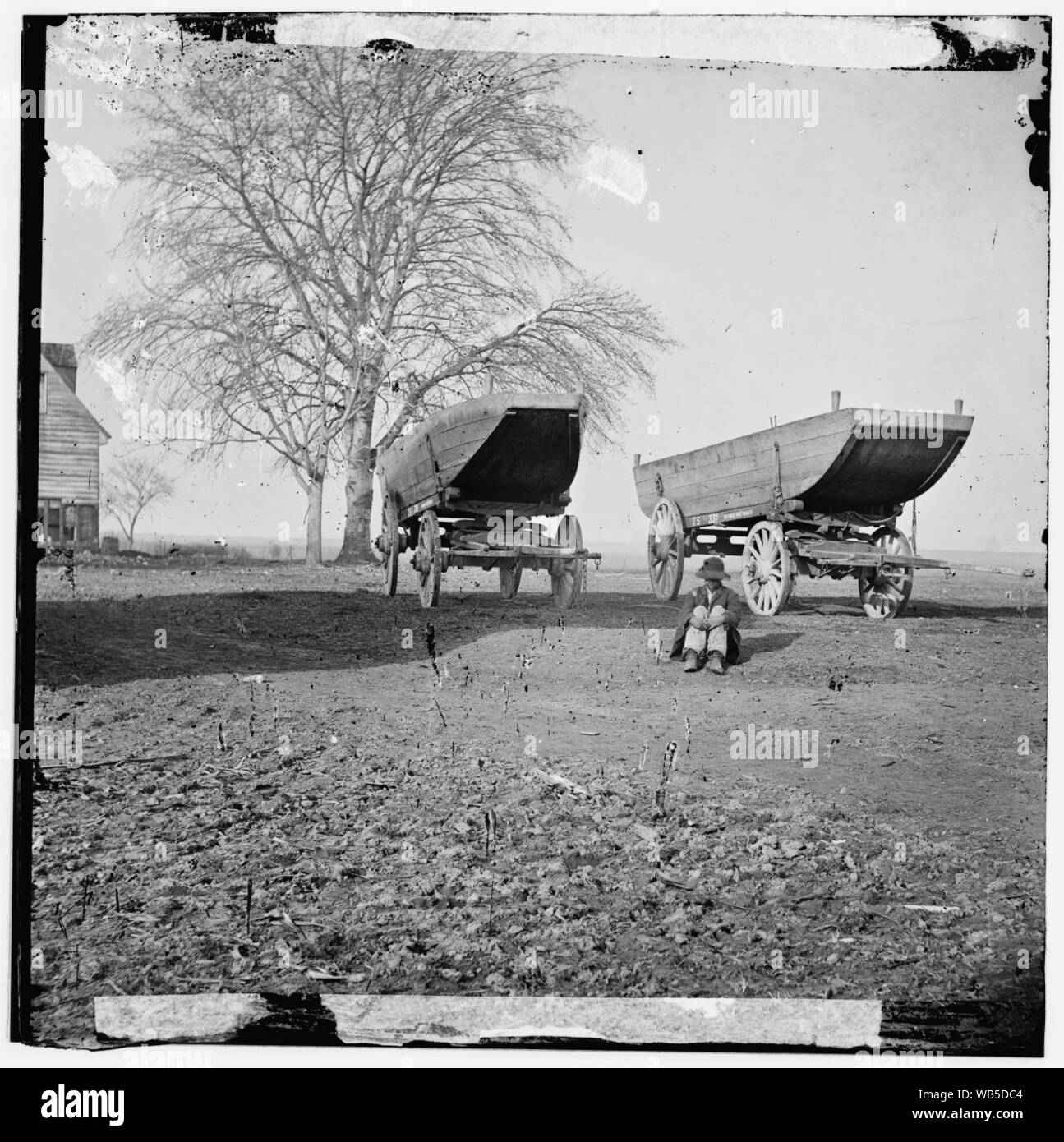 Dutch Gap, Virginia (vicinity). Pontoon boats on wheeled carriages at ...