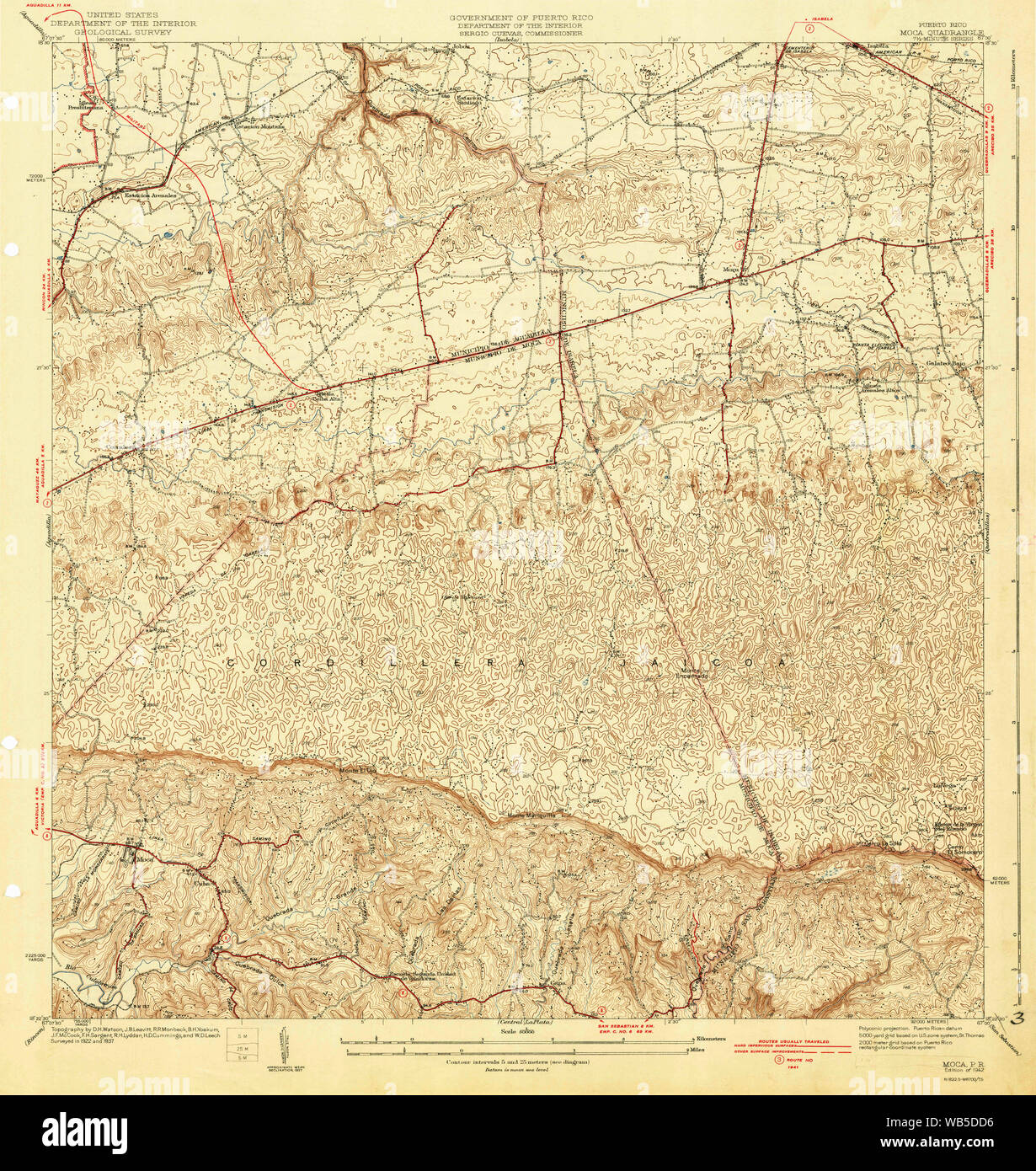 USGS TOPO Map Puerto Rico PR Moca 362479 1942 30000 Restoration Stock ...