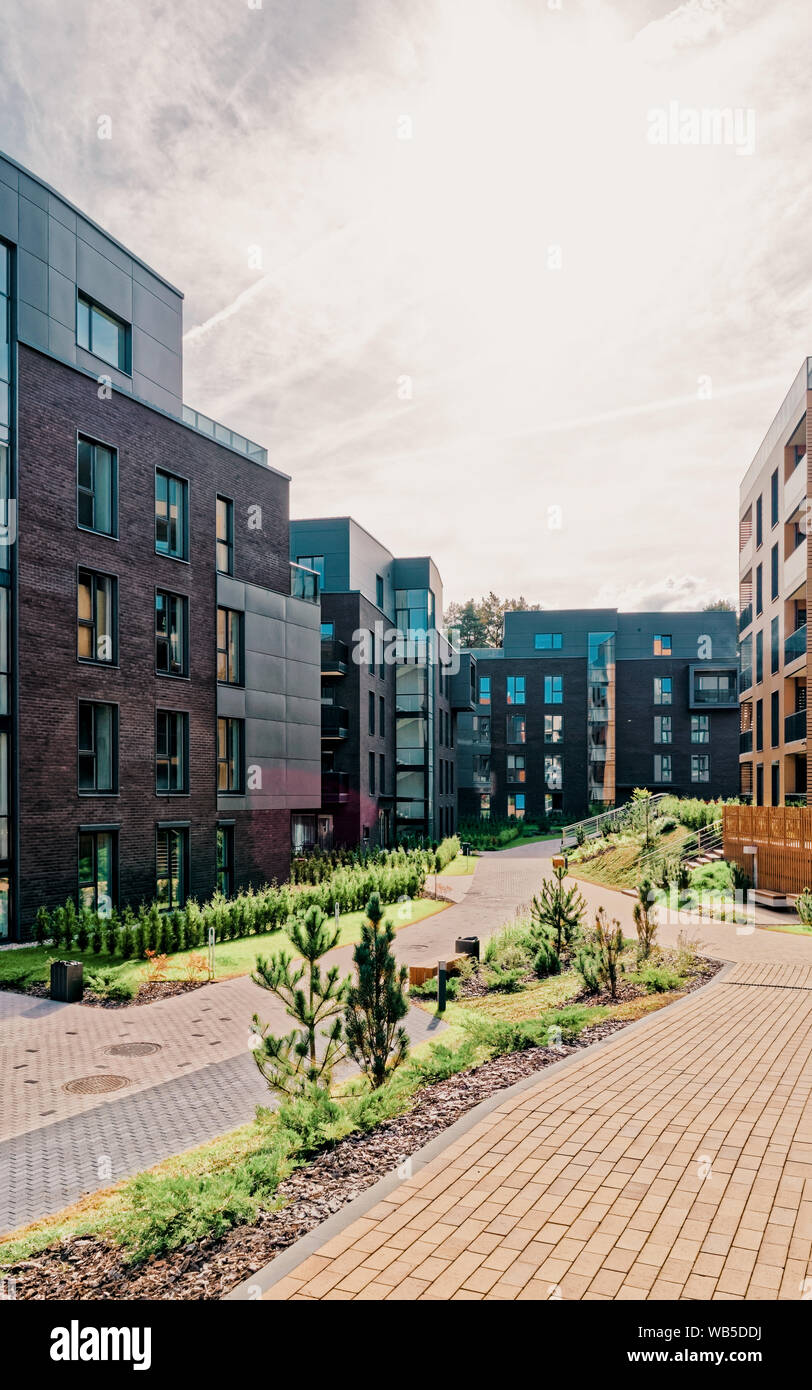 EU Modern european architecture of apartment residential building ...