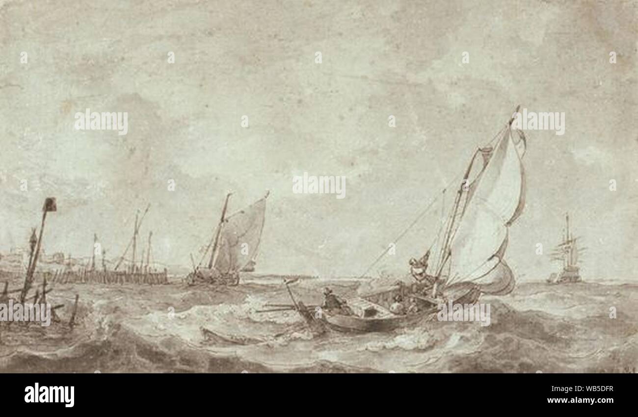 Dutch Schuit in stiff breeze Stock Photo - Alamy