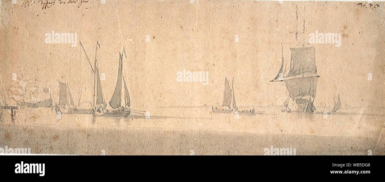 Dutch shipping in a harbour becalmed, 22 May - 1 June 1666 Stock Photo ...