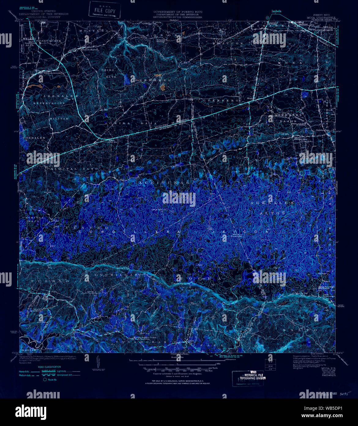 USGS TOPO Map Puerto Rico PR Moca 362481 1942 30000 Inverted ...