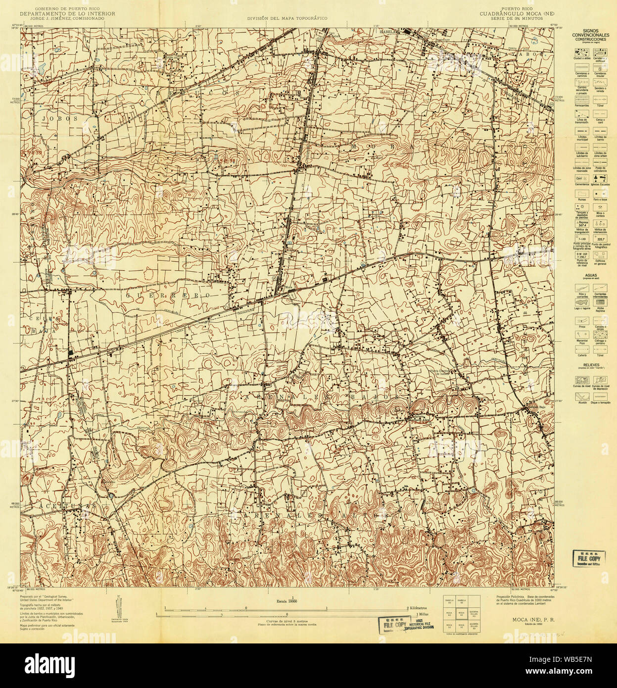 USGS TOPO Map Puerto Rico PR Moca NE 362007 1950 10000 Restoration ...