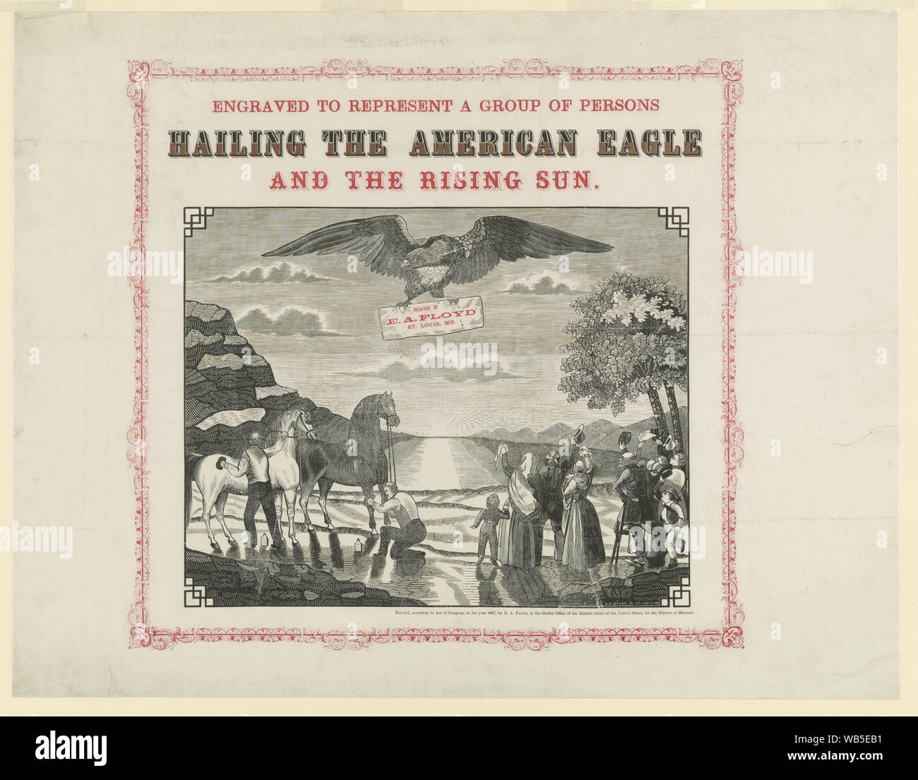 Engraved to represent a group of persons hailing the American eagle and ...