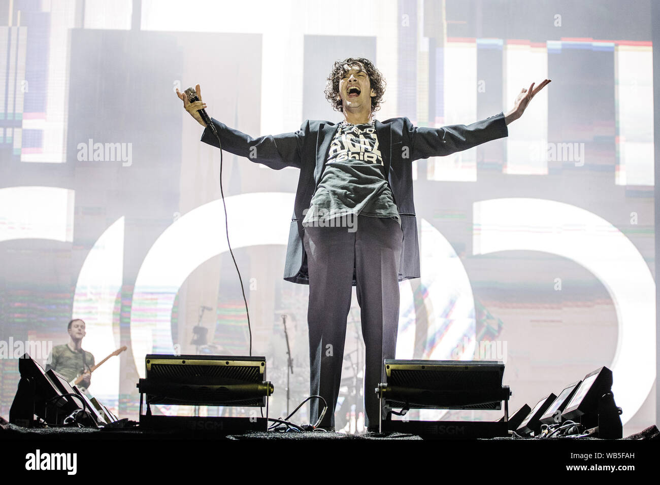 The 1975 perform live on stage at Leeds Festival, UK, 24th August 2019 ...
