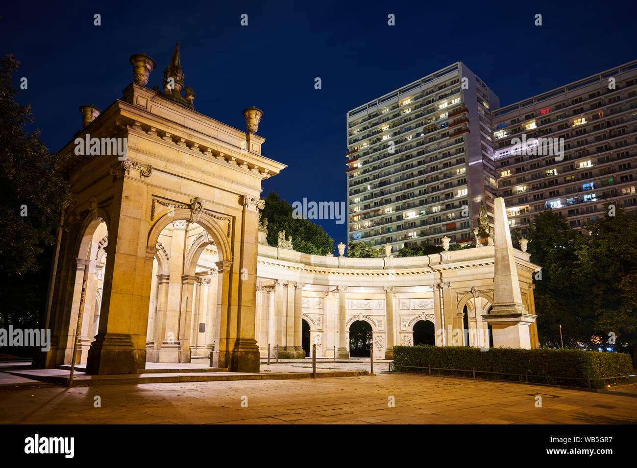 Colonnade in the late Baroque style Spittelkolonnaden at night in the ...