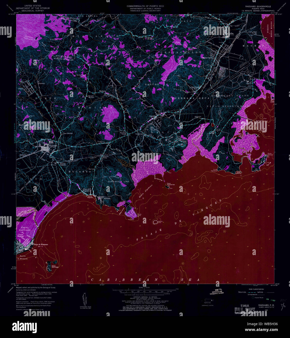 USGS TOPO Map Puerto Rico PR Naguabo 362167 1957 20000 Inverted ...