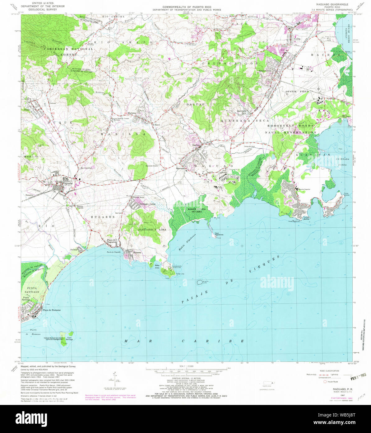 USGS TOPO Map Puerto Rico PR Naguabo 362170 1967 20000 Restoration ...