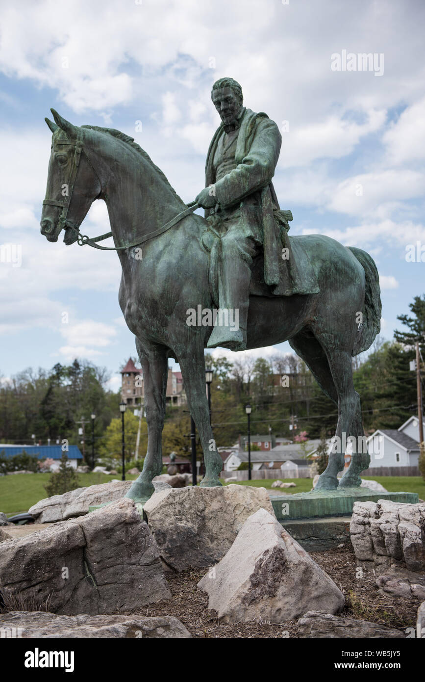 Equestrian statue of Henry Cassaway Davis in Elkins, West Virginia, where Davis & Elkins College ...