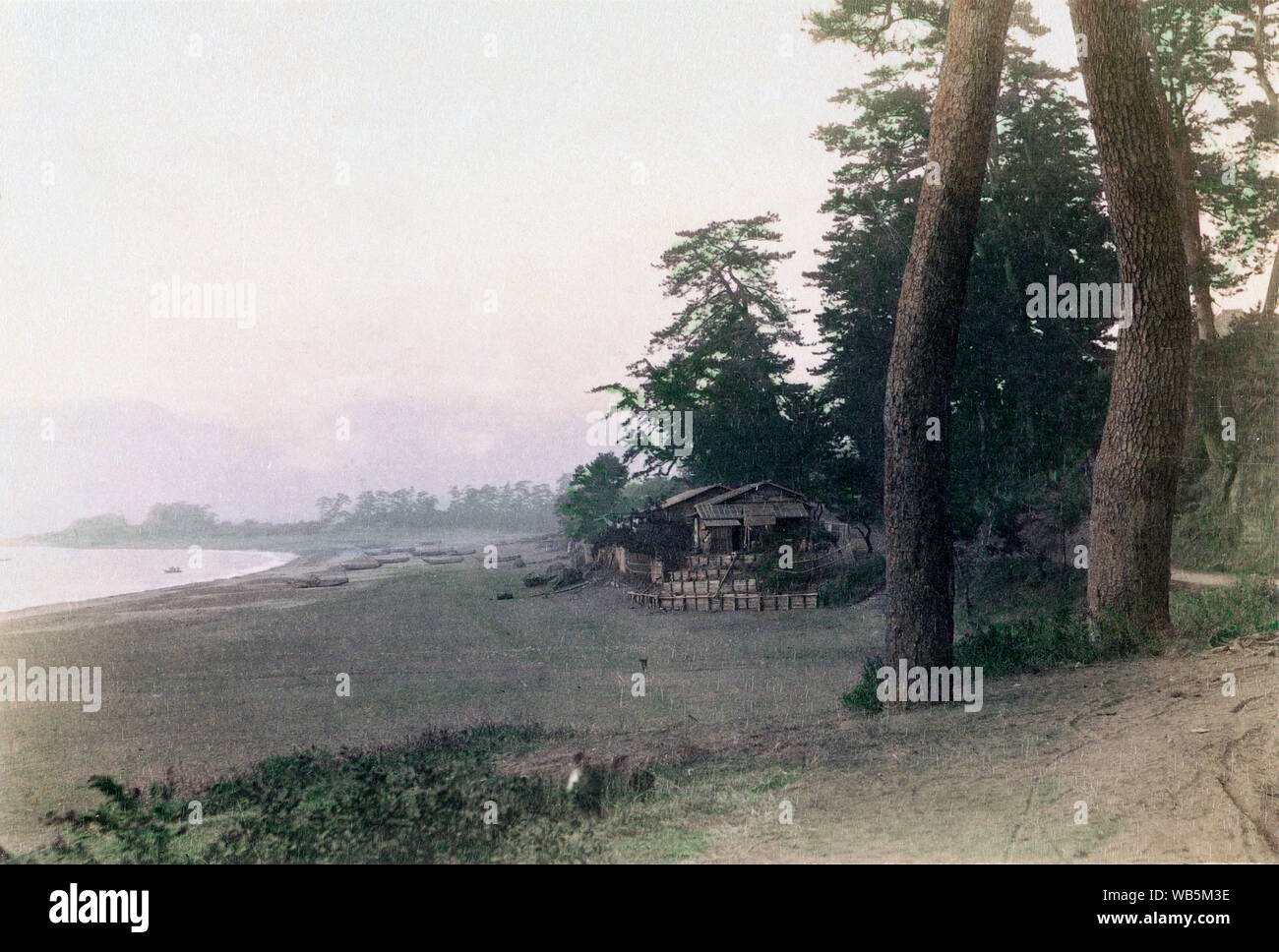 [ 1890s Japan - Along the Tokaido Highway ] — A beach along the Tokaido ...