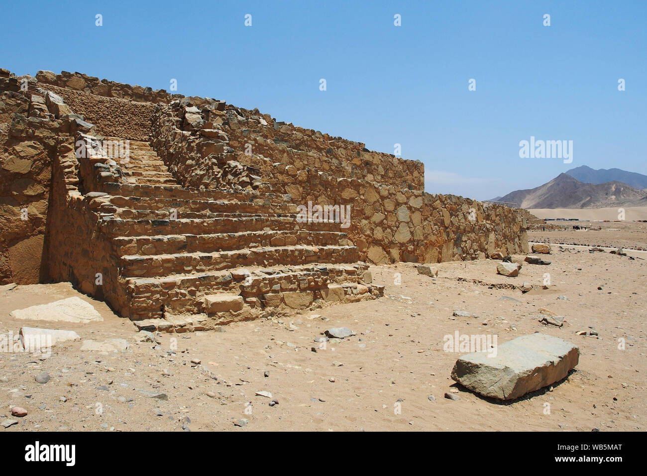 View of stone stairs from a pyramid of the ancient sacred citadel of ...