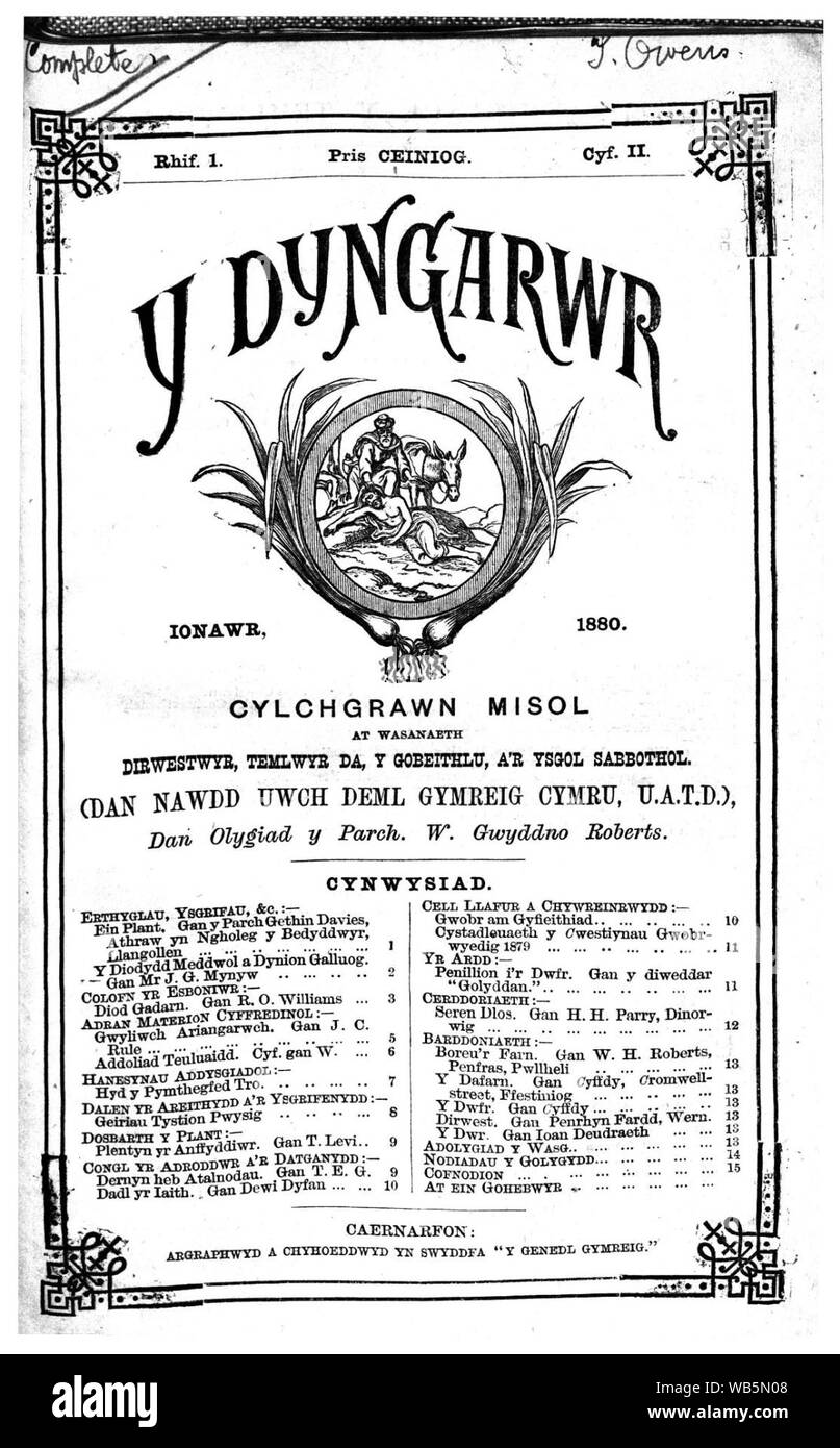 Dyngarwr (Caernarfon) (Welsh Journal Stock Photo - Alamy