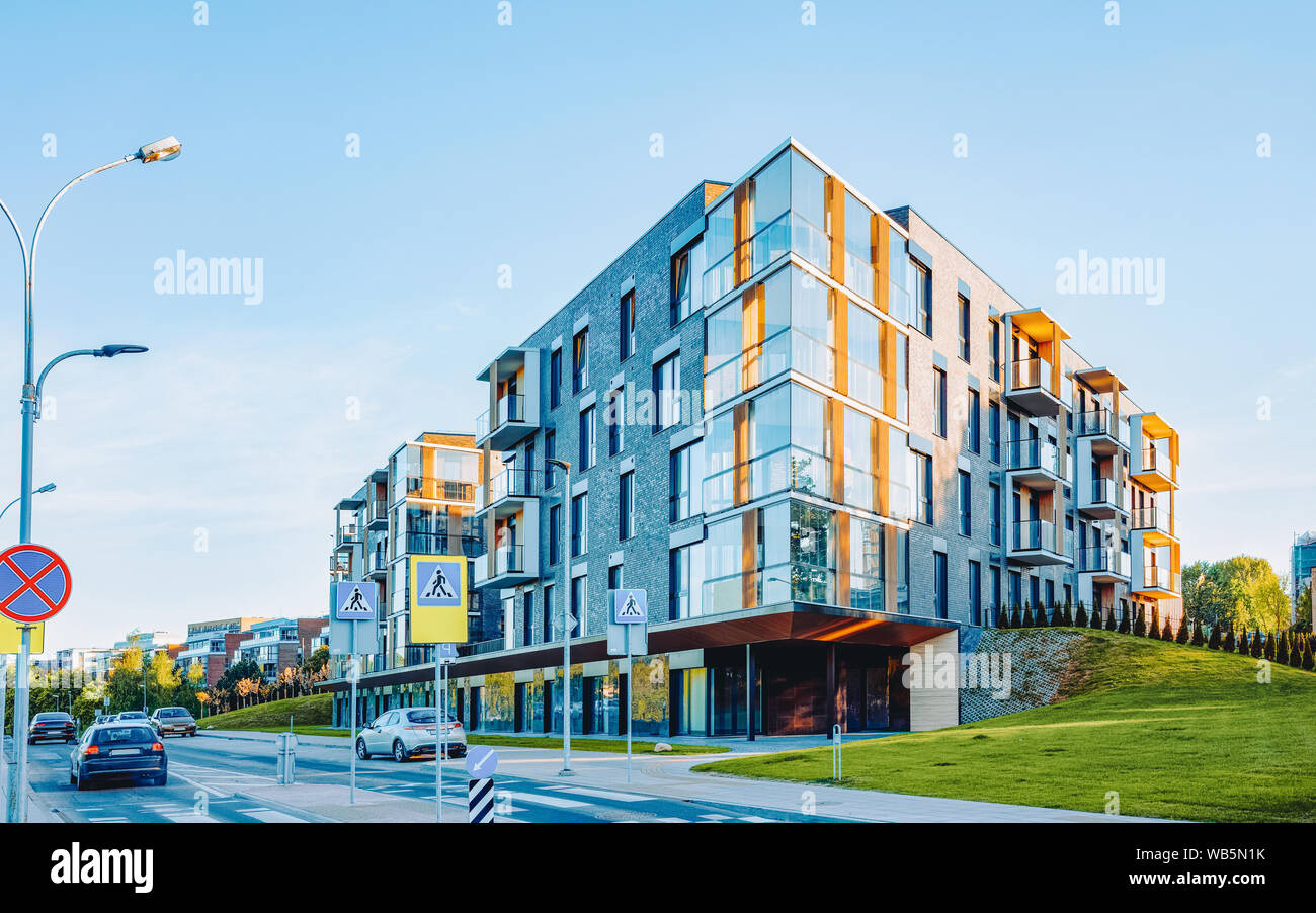 EU Modern flat apartment building real estate architecture concept ...