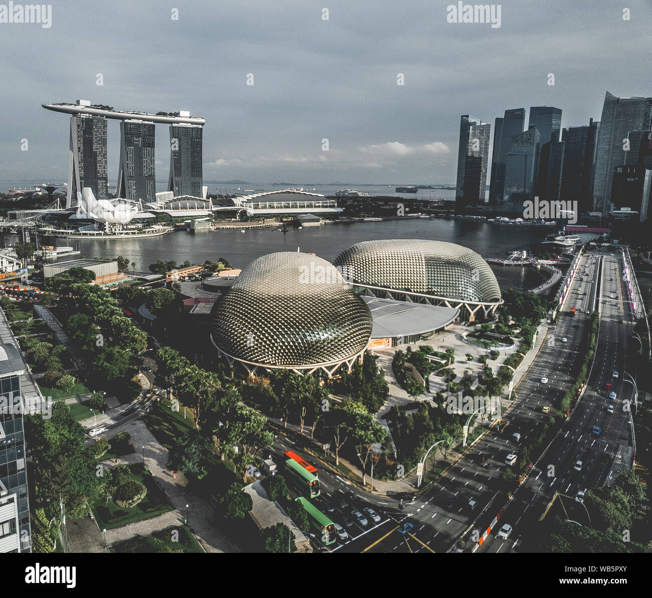 Views of Marina Bay and center Singapore from above Stock Photo - Alamy