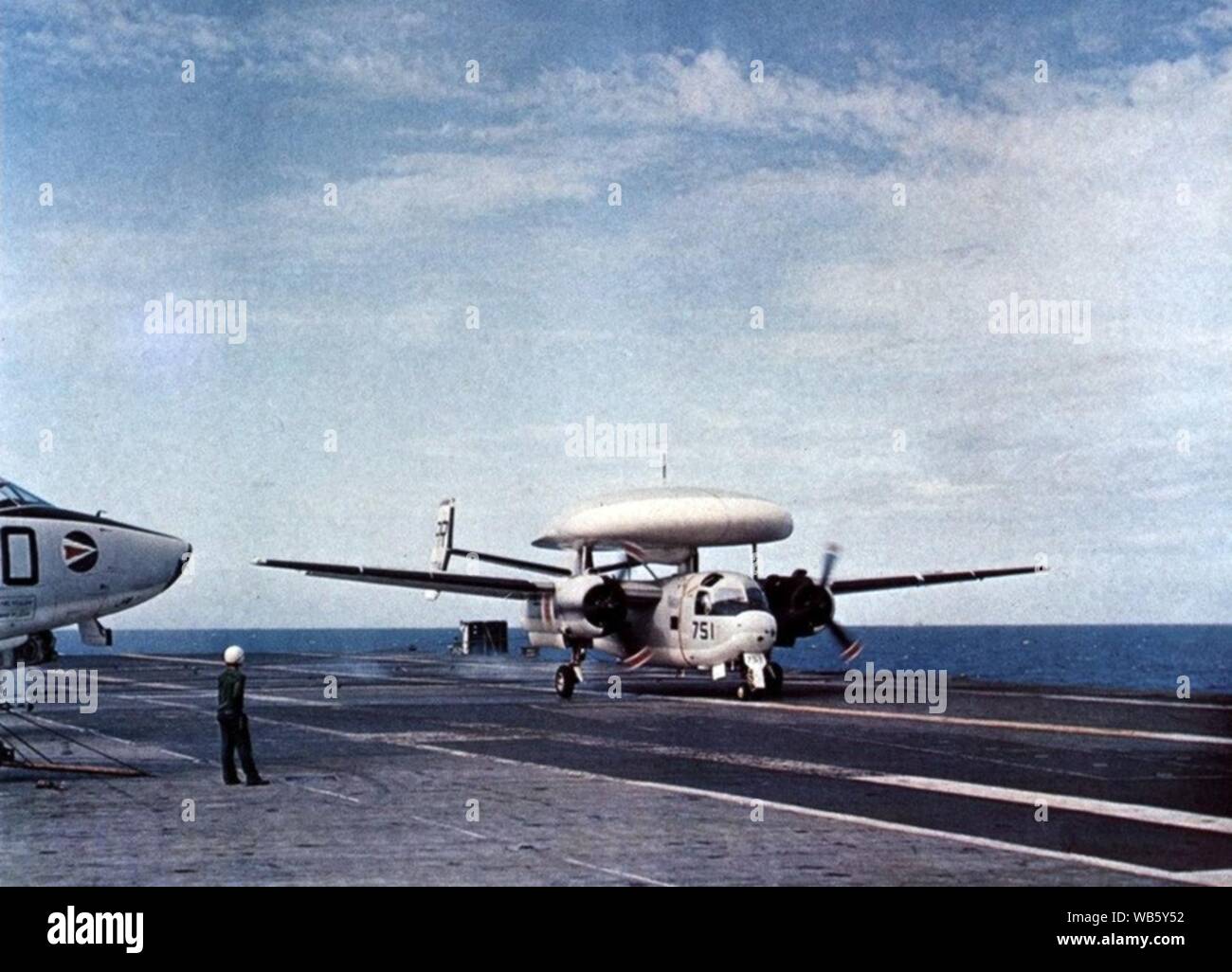 E-1B VAW-11 landing on USS Oriskany (CVA-34) 1965 Stock Photo - Alamy