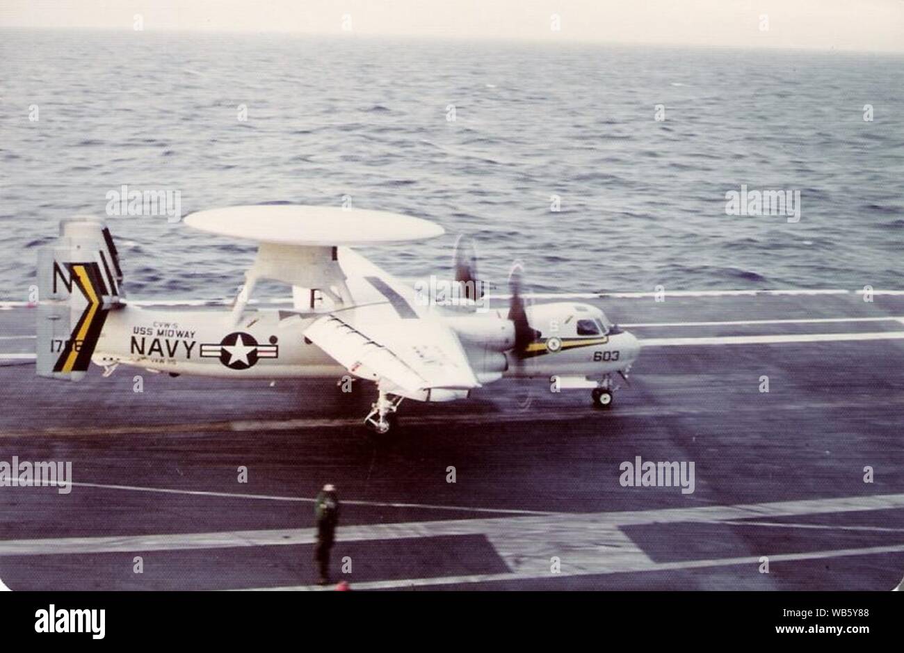 E-2B Hawkeye of VAW-115 aboard USS Midway (CV-41) in 1978 Stock Photo ...