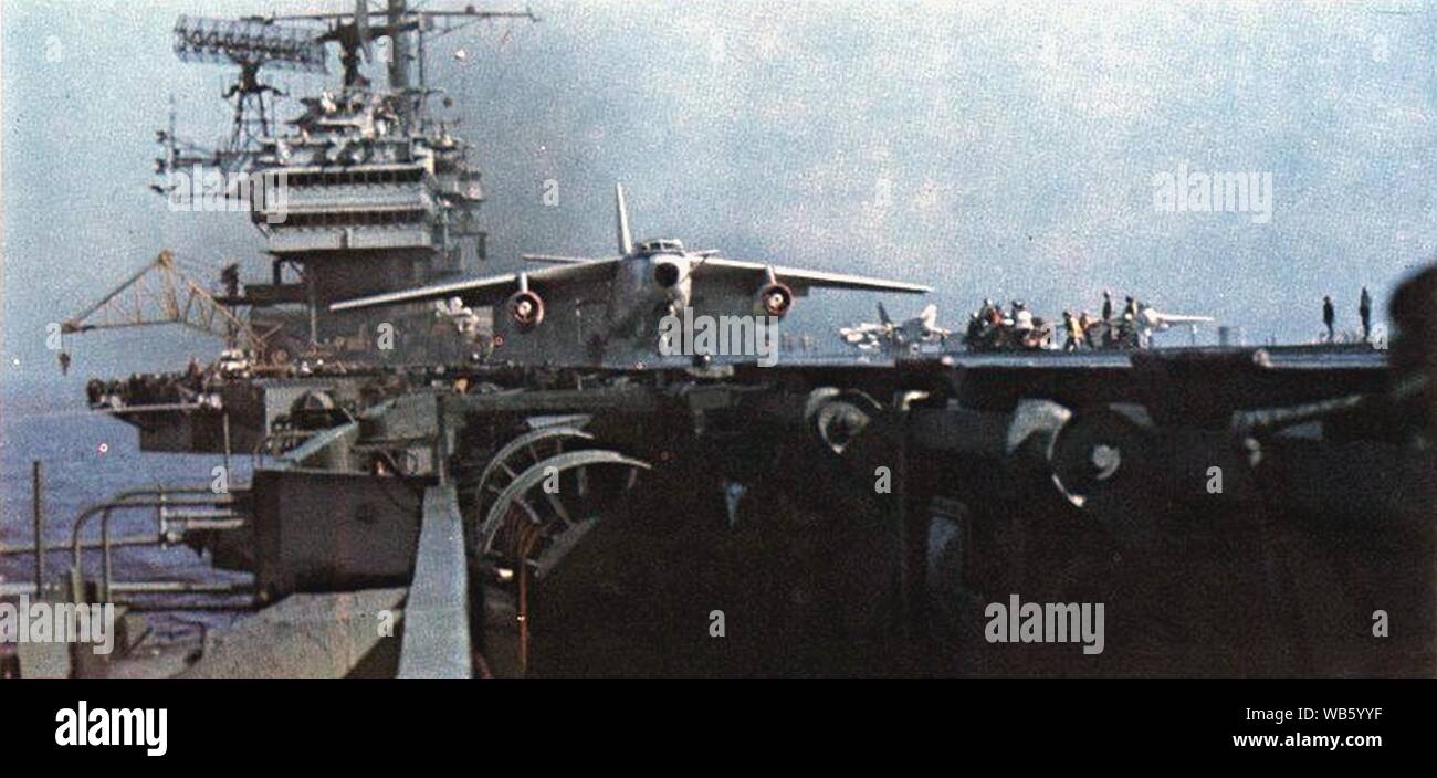 EA-3B Skywarrior is launched from USS Forrestal (CVA-59) in 1974 Stock ...
