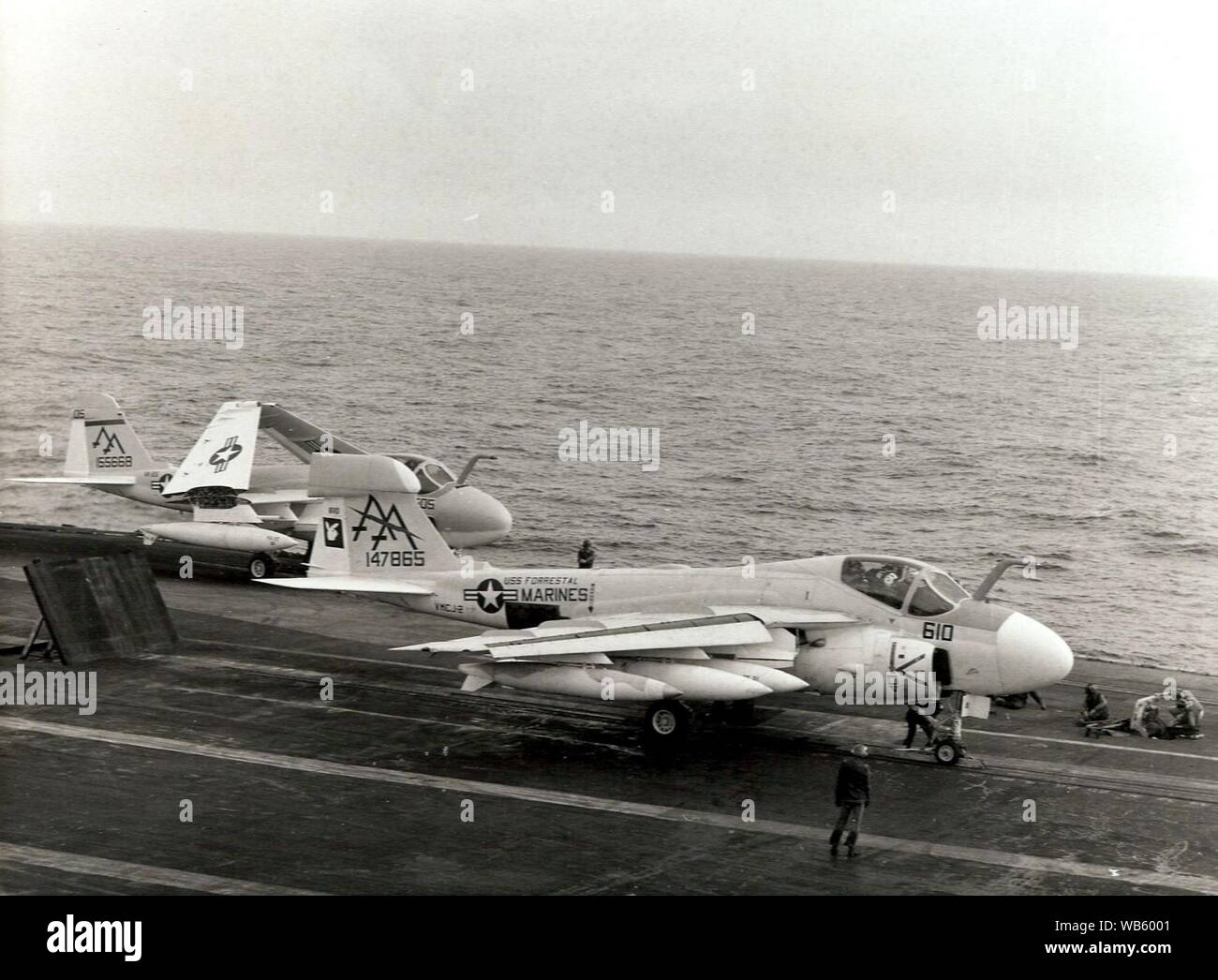 EA-6A of VMCJ-2 and VA-85 A-6A on USS Forrestal (CVA-59) 1971 Stock ...