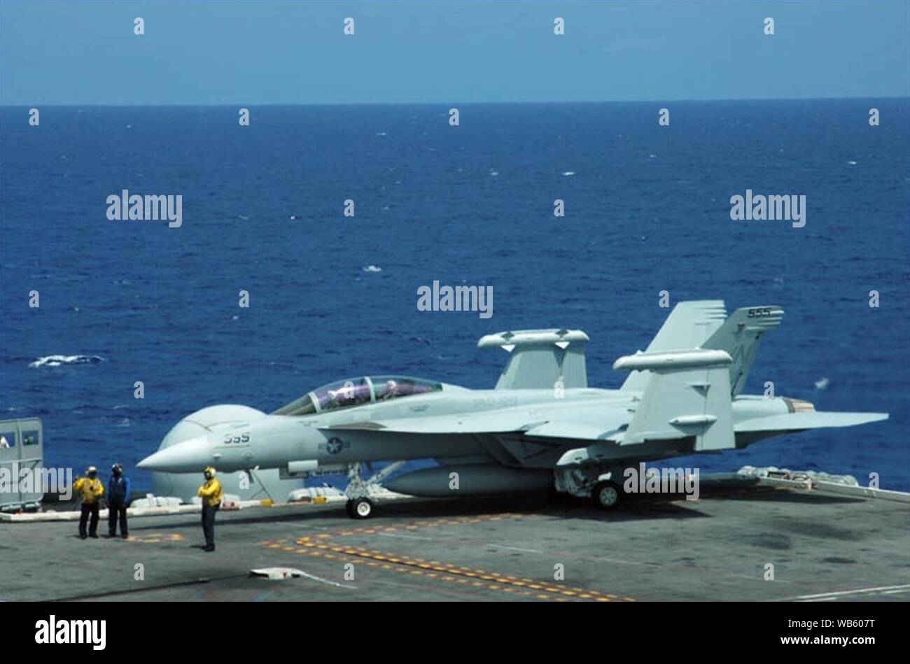EA-18G VAQ-132 parked on CVN-75 2009 Stock Photo - Alamy
