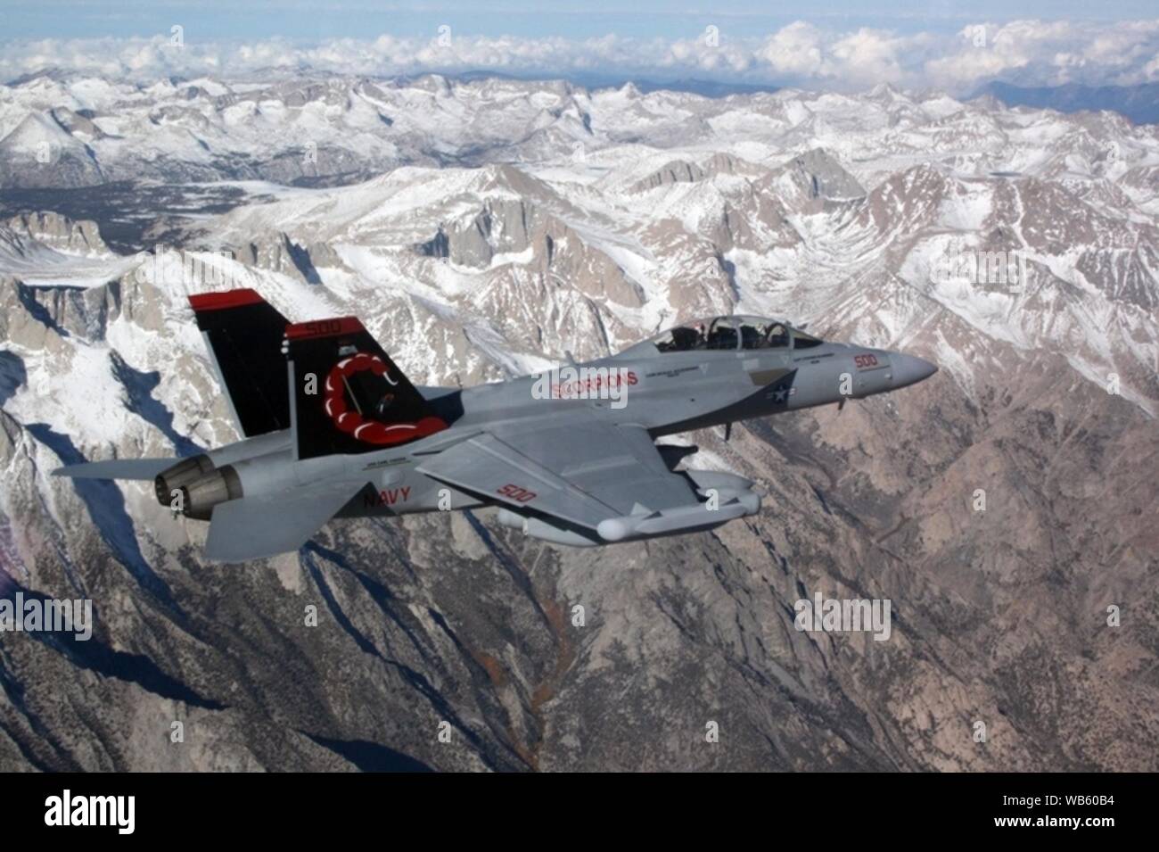 EA-18G VAQ-132 CAG Bird over mountains 2009 Stock Photo - Alamy