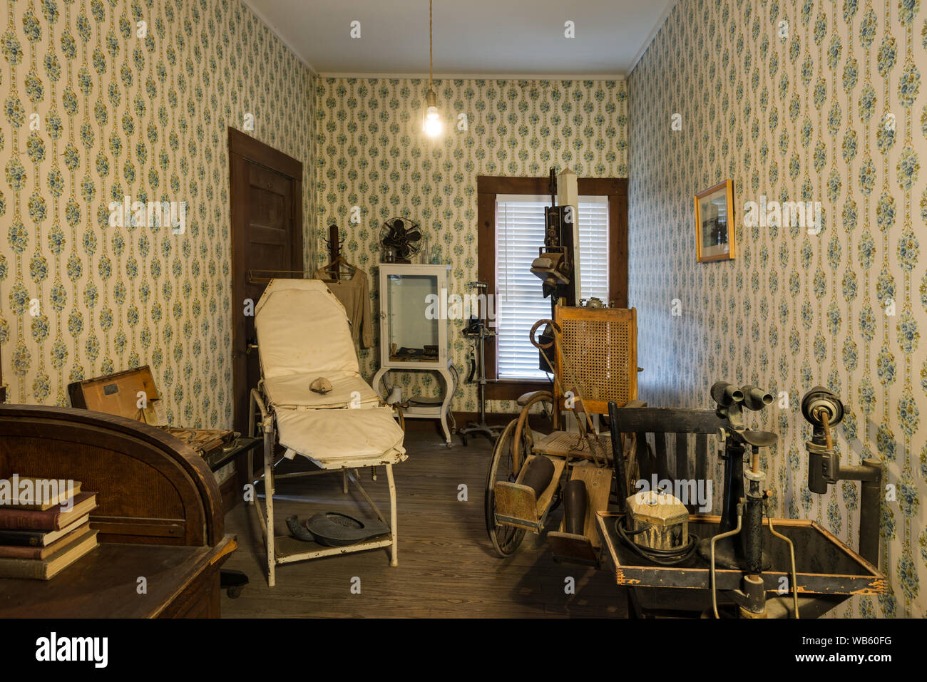 Examination room at the combination drug store-medical office the ...