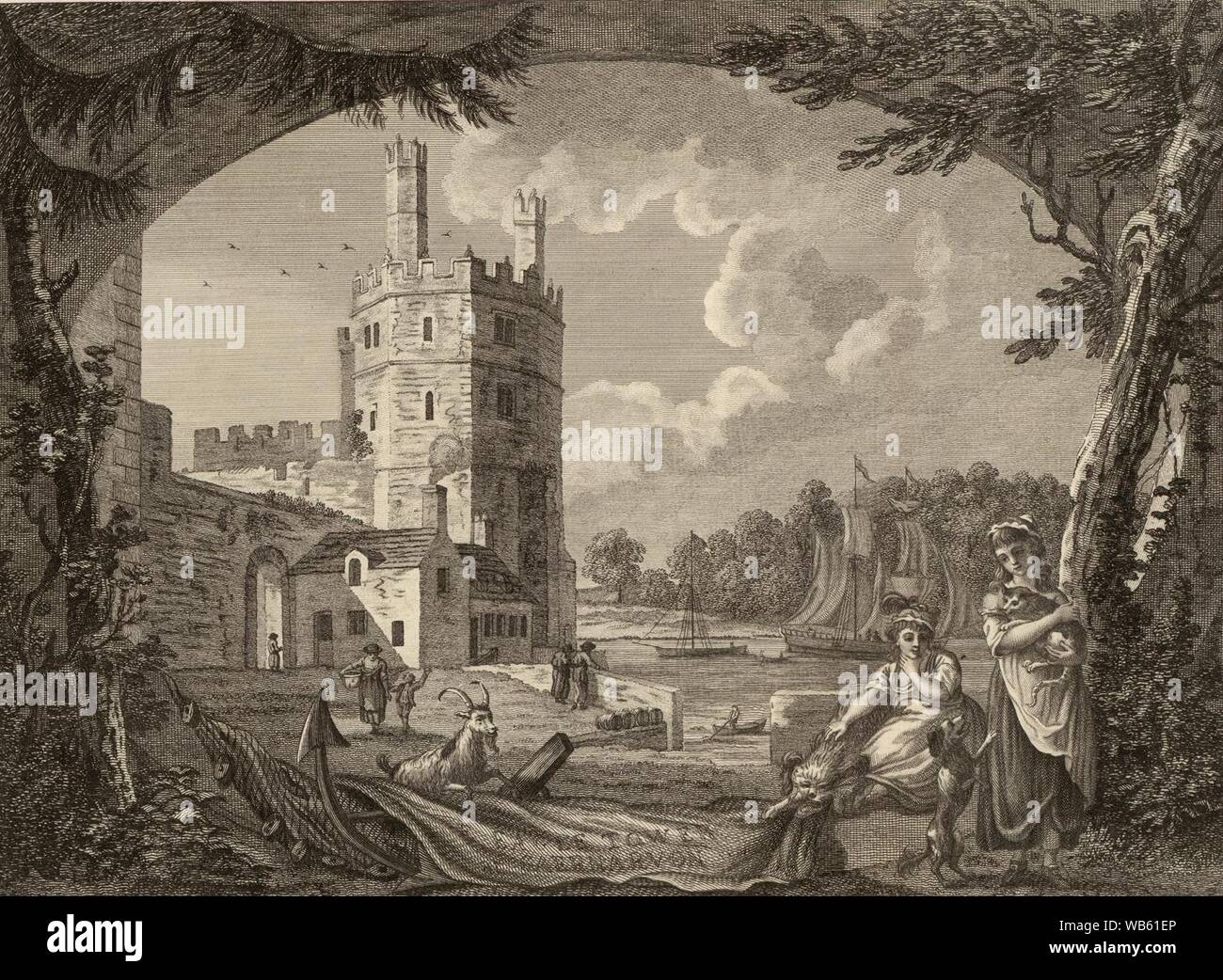 Eagle Tower Caernarvon Castle, engraving Stock Photo - Alamy