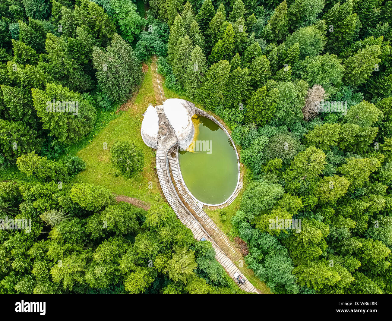 Bojiste, Bosnia and Herzegovina - July 15, 2019. Concrete monument ...