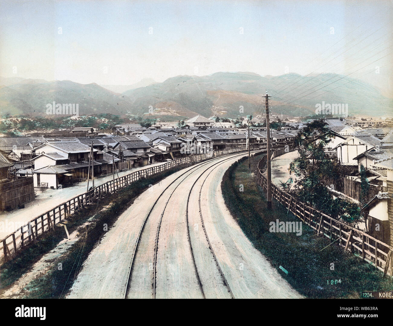 [ 1890s Japan - Railroad Tracks in Kobe ] — Railroad tracks near Kobe ...