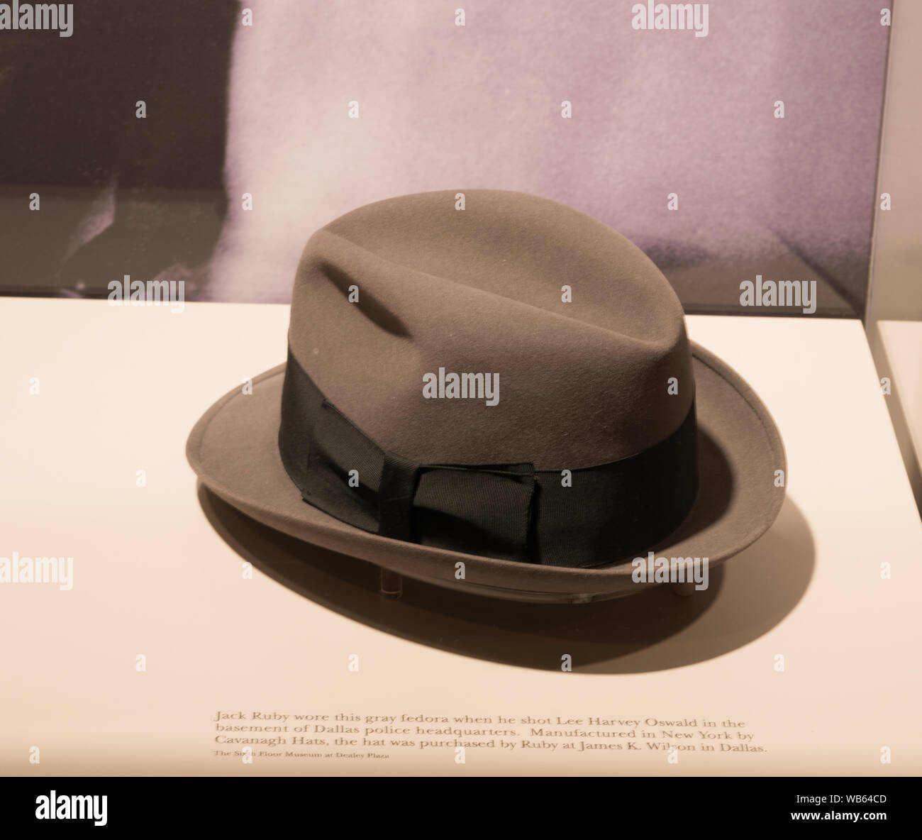 Exhibit showing the hat worn by Dallas night-club owner Jack Ruby, who ...