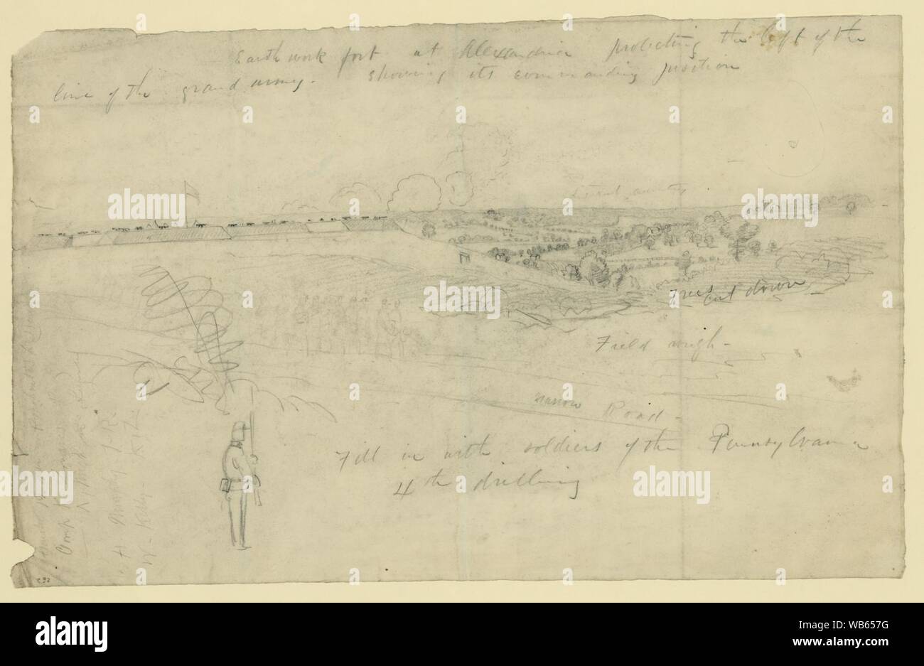 Earthwork fort at Alexandria protecting the left of the line of the ...