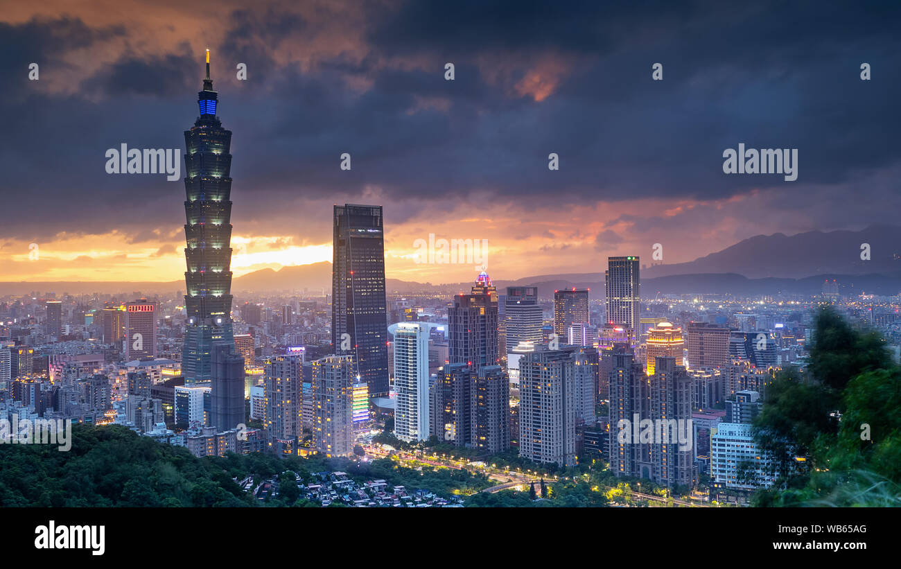 The Color cityscape with skyscraper and buildings under blue sky in ...
