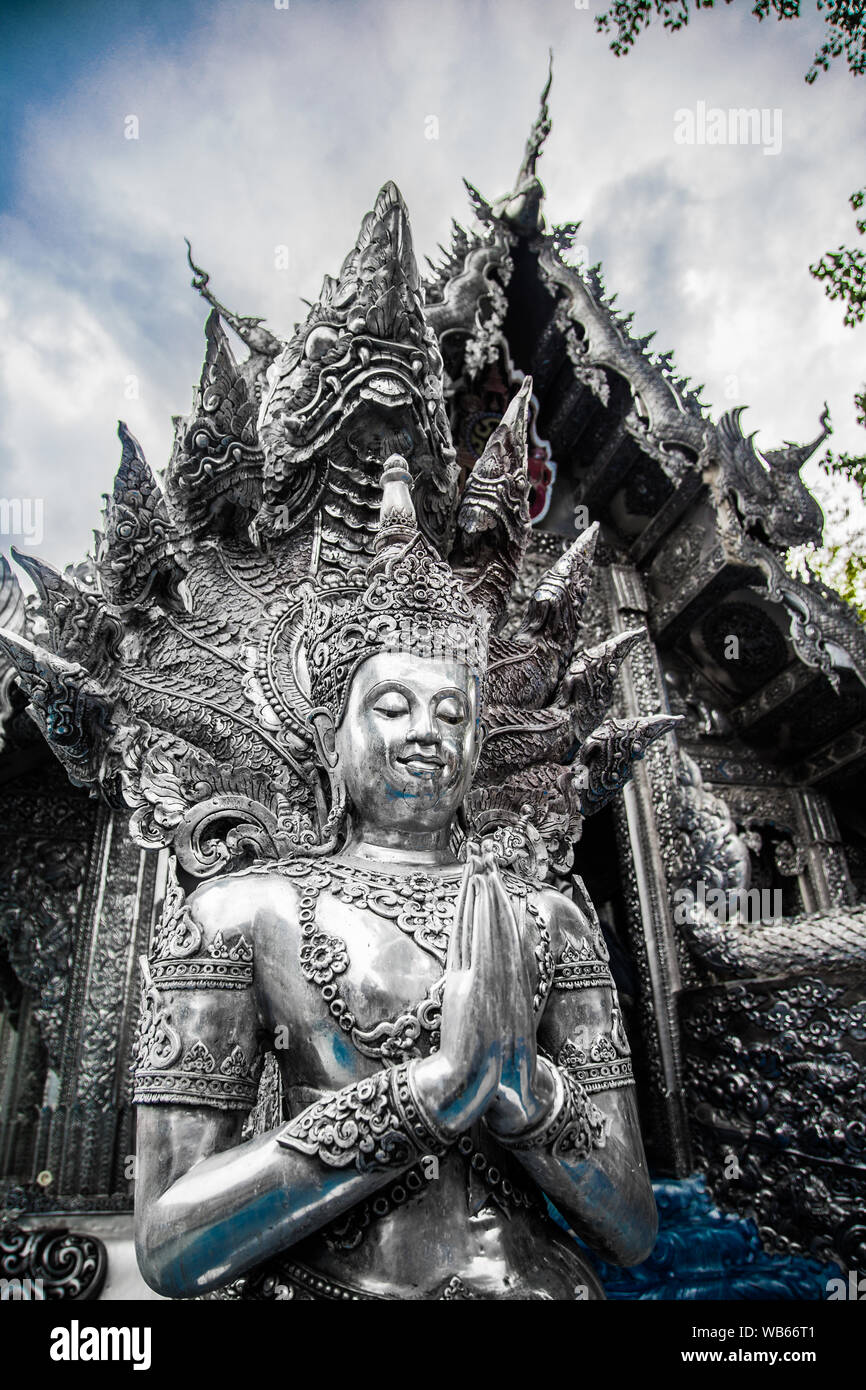 Silver temple view in Chiang Mai Thailand Stock Photo - Alamy