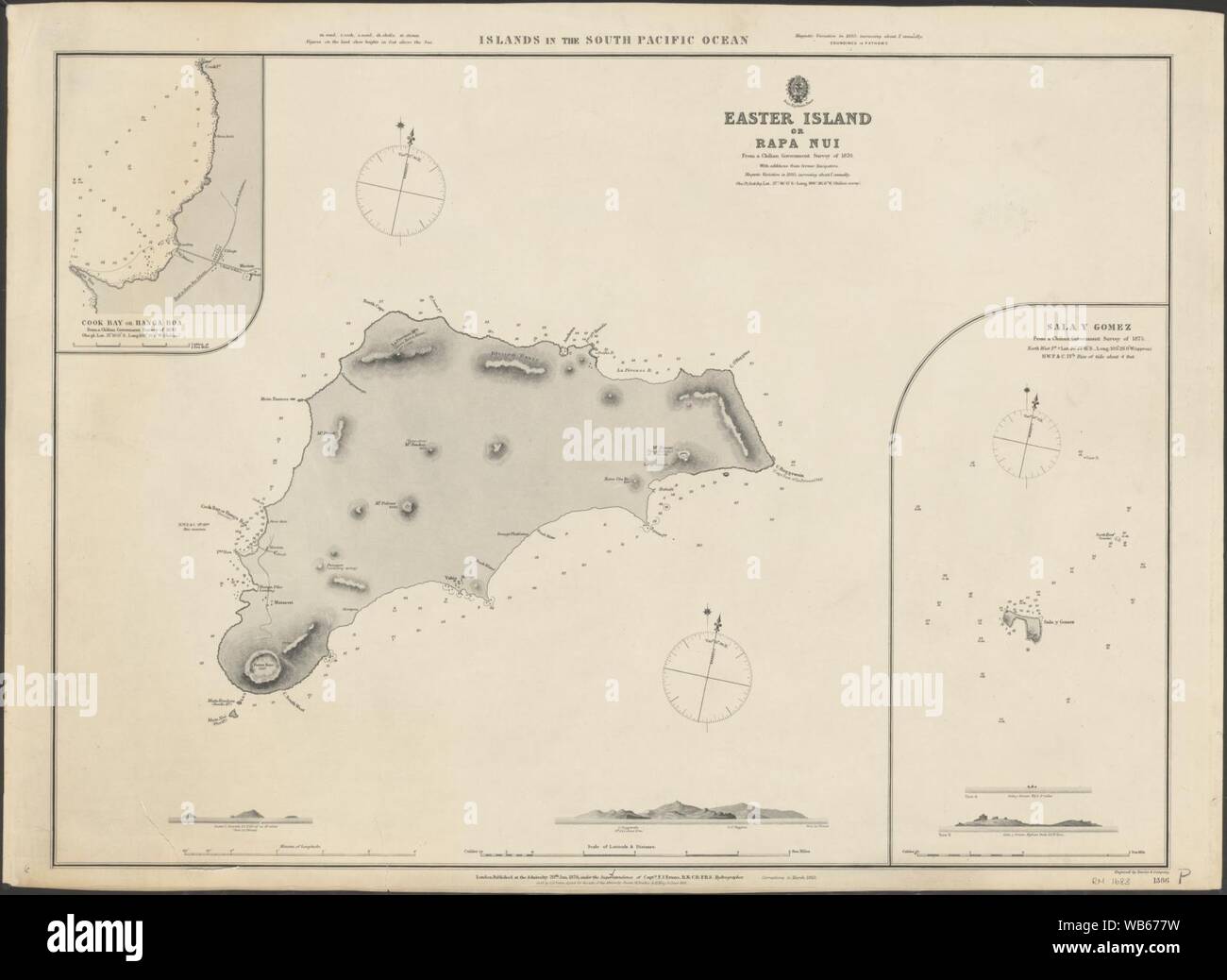 Easter Island and Sala y Gomez 1870 map nla.obj-231561562-1 Stock Photo ...