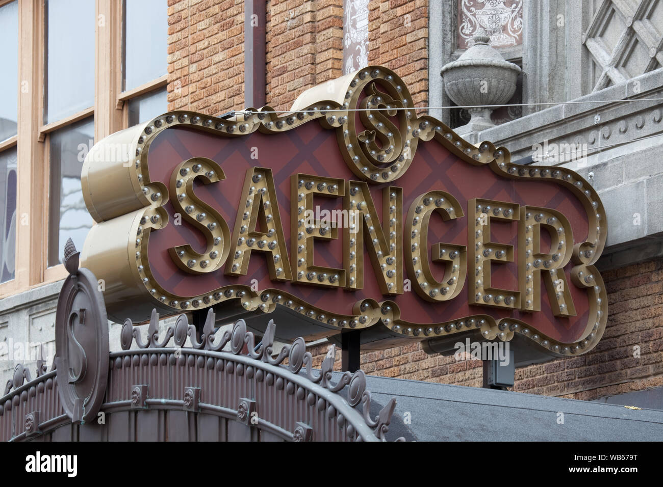 Exterior architectural details of the Saenger Theatre in Mobile ...