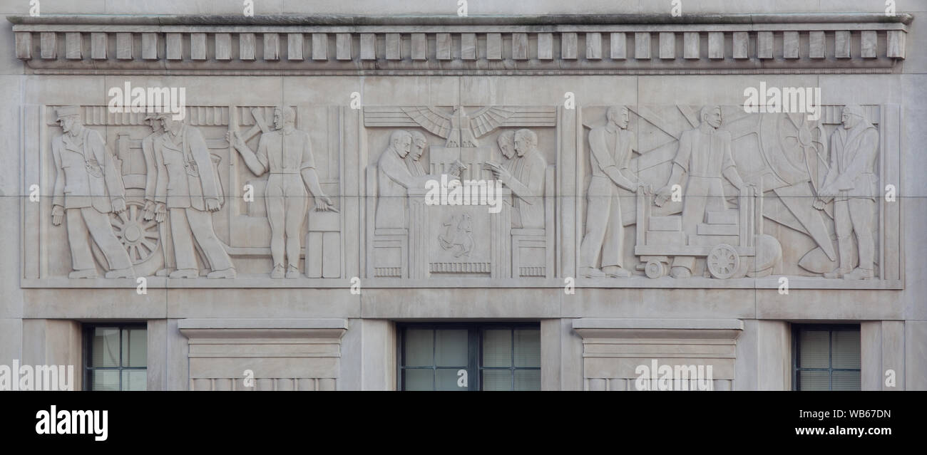 Exterior bas-relief, Theodore Levin United States Courthouse, Detroit ...