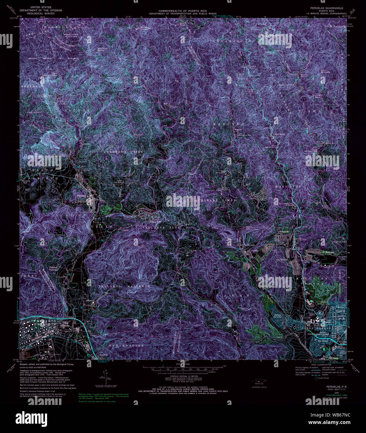 USGS TOPO Map Puerto Rico PR Penuelas 362190 1972 20000 Inverted ...