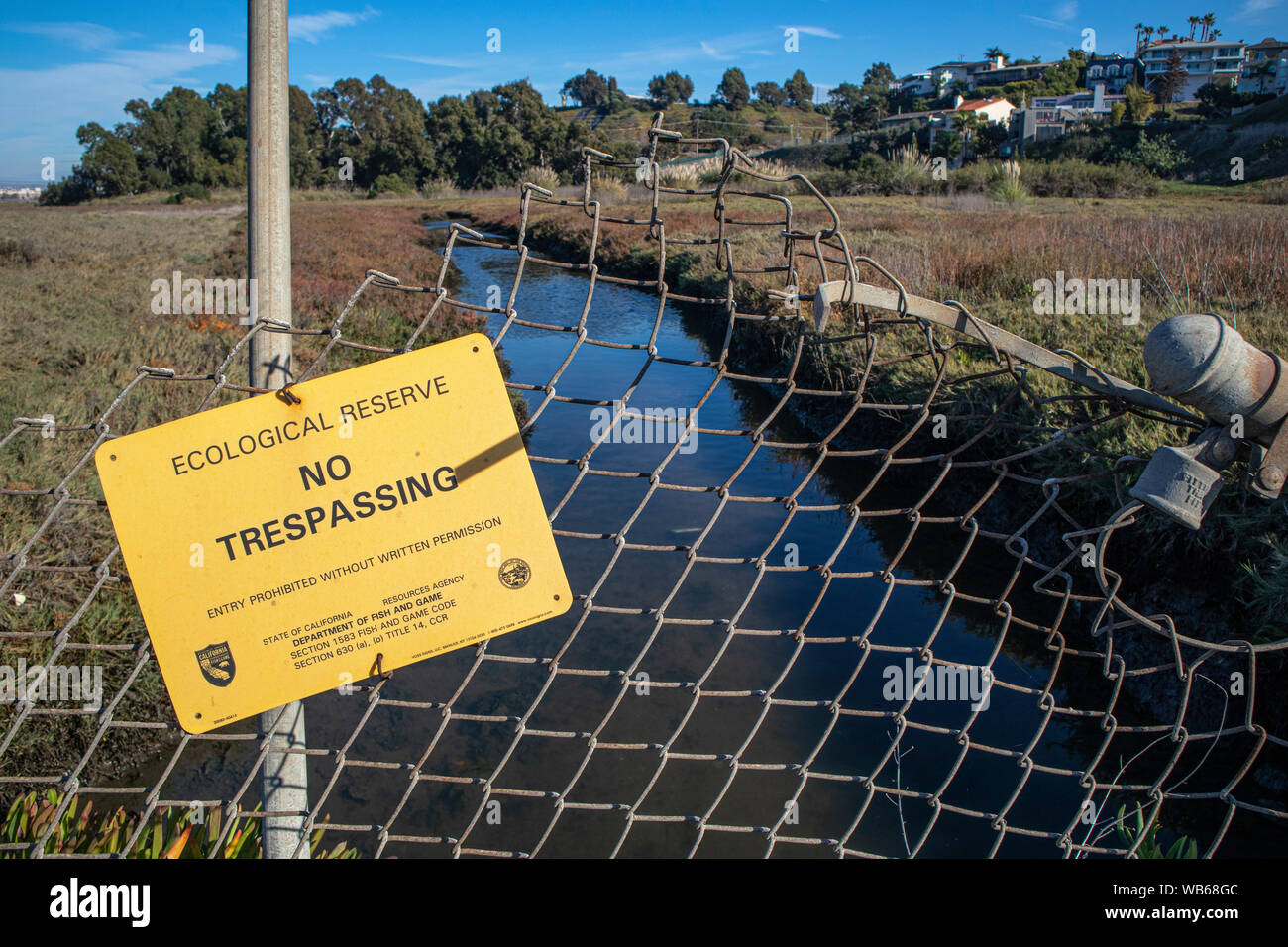 No Trespassing sign at Ballona Weltands Ecological Reserve, Playa Del ...