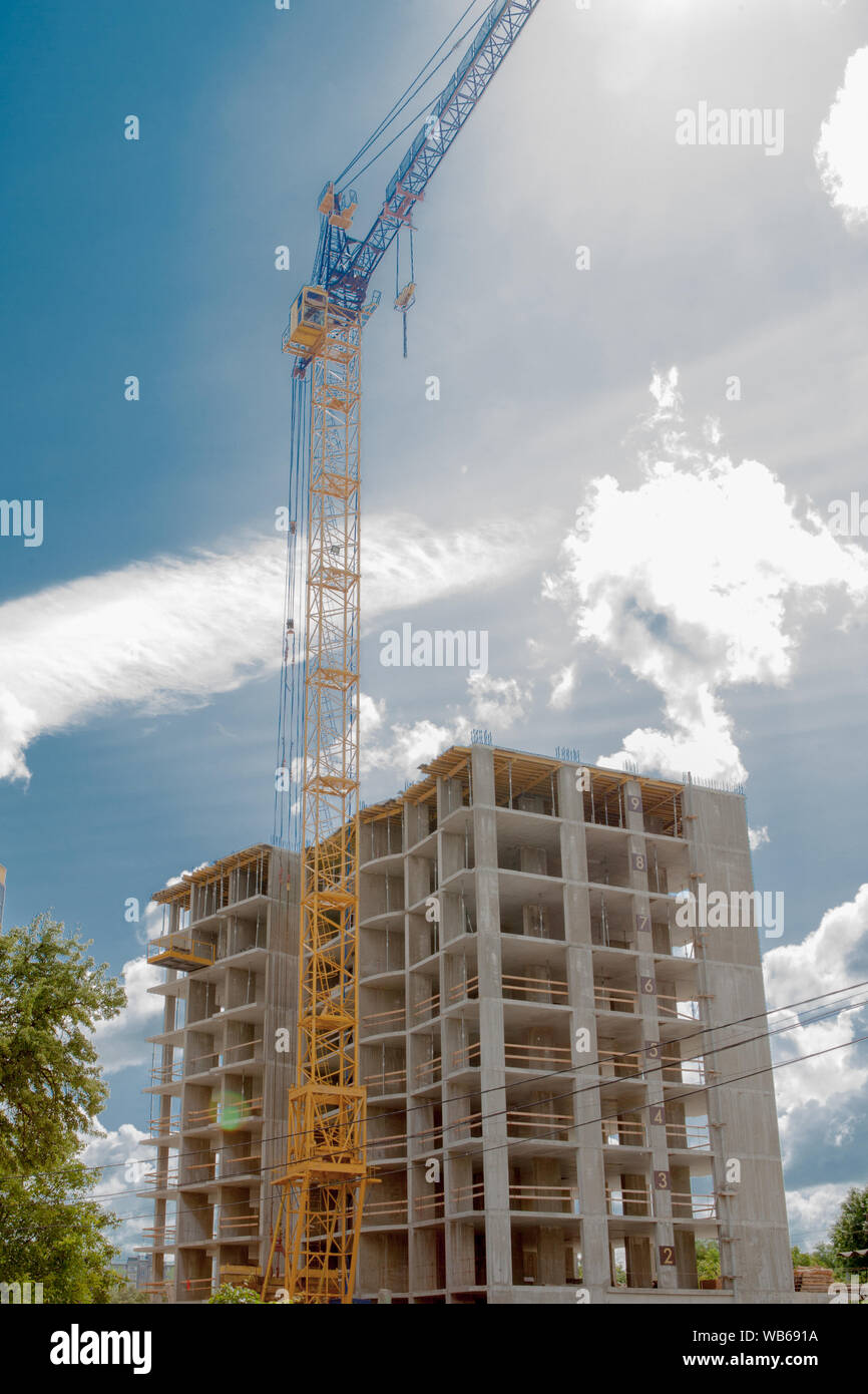 Modern building under construction detail, concrete frame, window ...