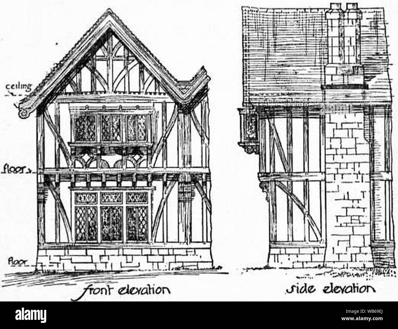 EB1911 Carpentry Fig. 34 - Half Timber Construction Stock Photo - Alamy