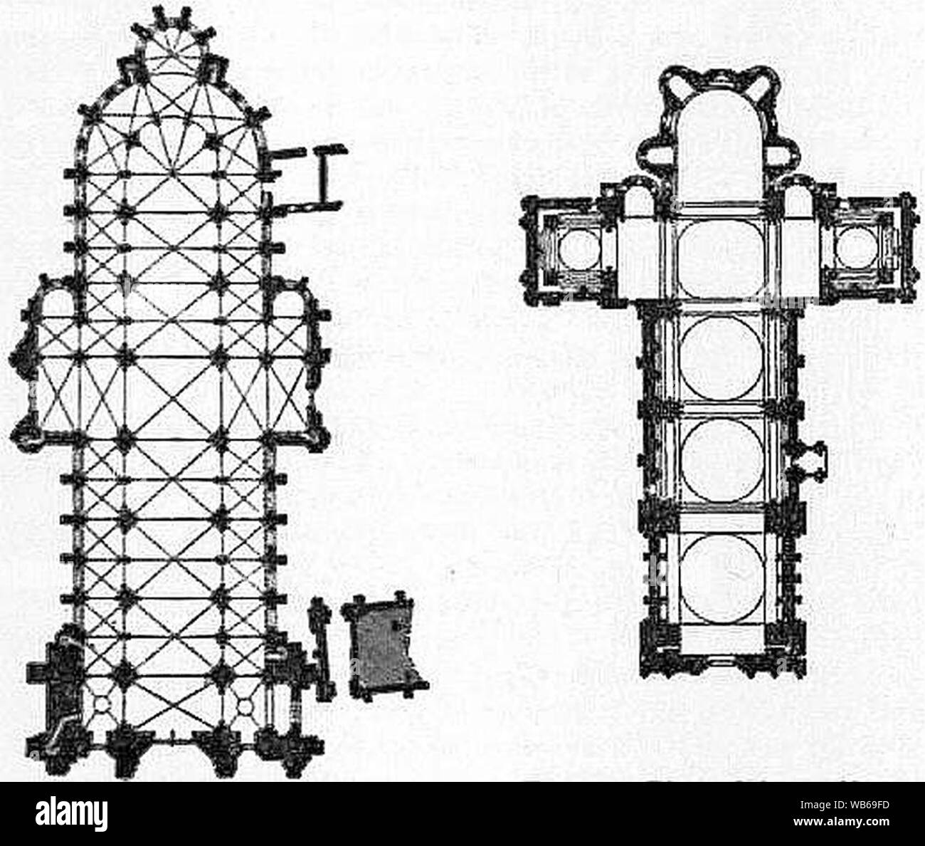 EB1911 Cathedral - Figs. 6 & 7.—Plan of Sens & Angouleme Cathedrals ...