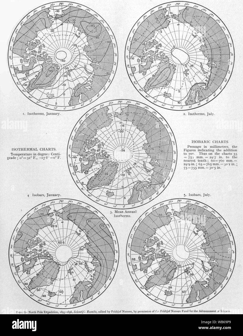 EB1911 Polar Regions -North Polar Regions Isotherms Stock Photo - Alamy