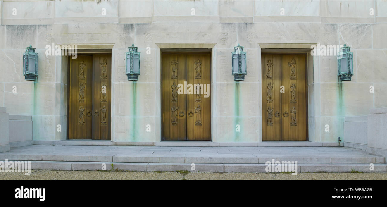 Exterior view. Doors, east entrance. Sculpted bronze figures by Lee ...