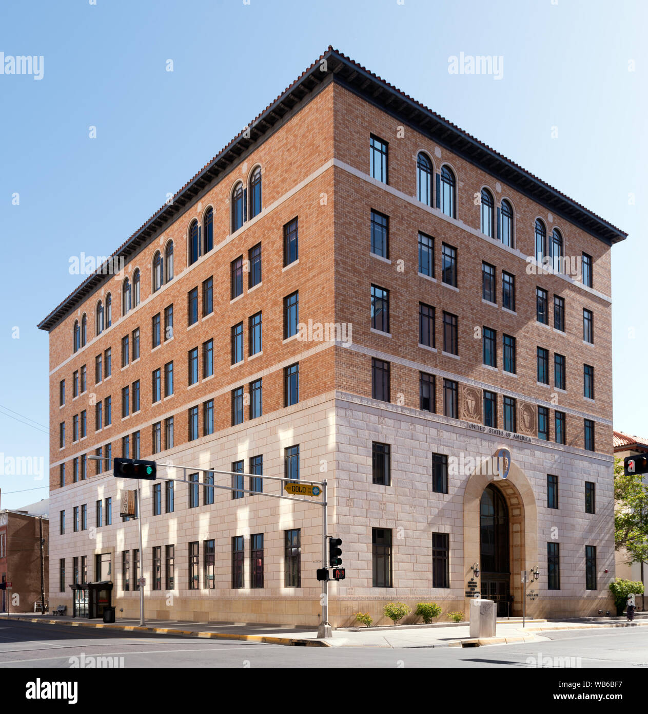 Exterior view, side. U.S. Courthouse, Albuquerque, New Mexico Stock ...