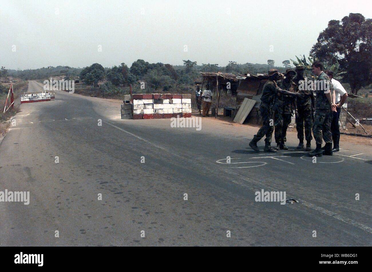ECOMOG checkpoint in Liberia Stock Photo - Alamy